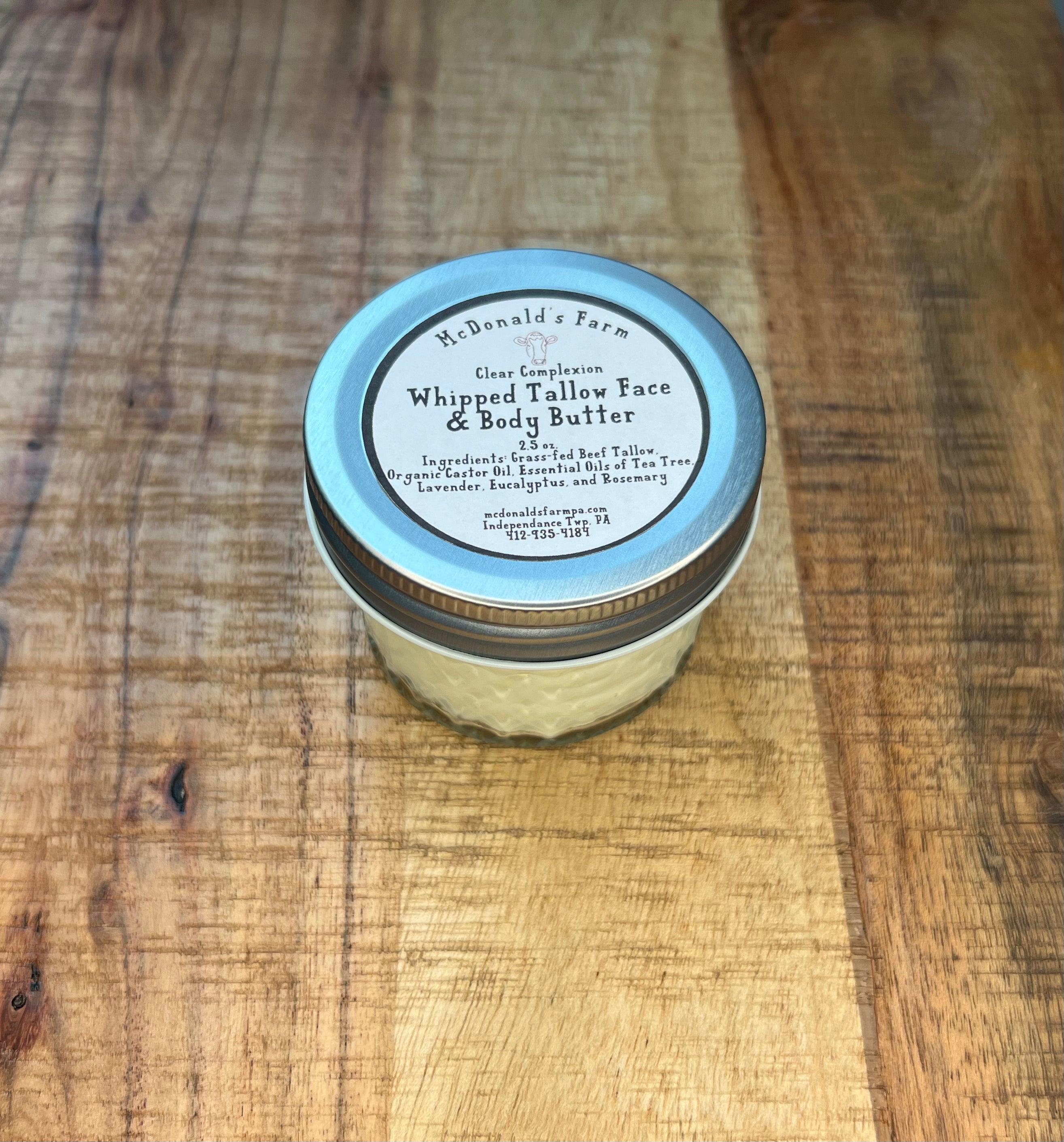 Clear Complexion Whipped Tallow Face & Body Butter – McDonald's Farm